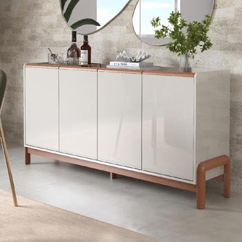 Aparador Buffet Elegance com 4 Portas Off White/Jequitiba - Lukaliam - Aparador - Magazine Luiza