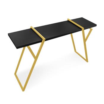 Aparador Sala Industrial Brooklyn Preto Base Metal Dourado L06 - D ...