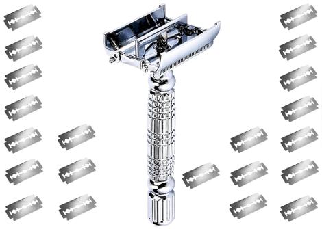 Aparelho de barba manual estilo gilete navalha barbeiro com 21 giletes ...