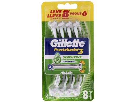 Aparelho de Barbear Gillette Prestobarba - 3 Sensitive 8 Unidades ...