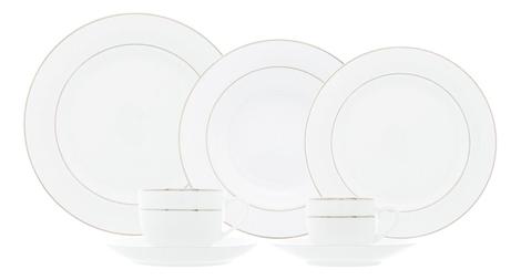 Aparelho De Jantar Com Borda Prateada Mônaco Porcelana 42 Peças - Wolff ...