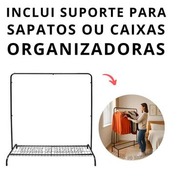 Arara De Roupas Organização Cabideiro De Chão Com Sapateira - Açomix ...