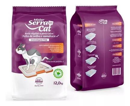 Areia Higiênica Biodegradável Fina Serra Cat para Gatos 2 Kg Mister Cat ...