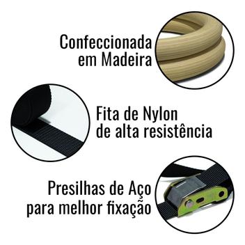 Argolas Olímpicas de Madeira com Fitas para Treino Funcional e Cross ...