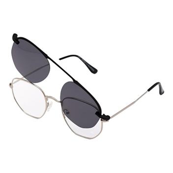 Armação Óculos De Grau Feminino Hexagonal 2 Em 1 Silver - Palas Eyewear ...