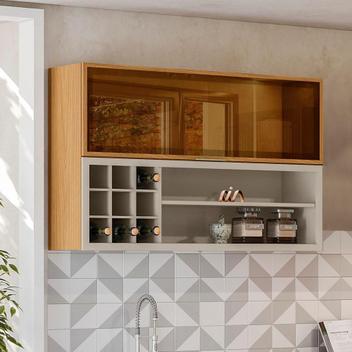 Armário Aéreo Duplo Porta Com Vidro Reflecta 100% MDF Nature Off White ...