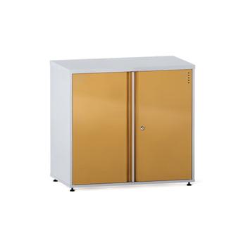 Armário Baixo 02 Portas Aretto Pandin 75 Cm Cinza e Laranja - Outros Móveis - Magazine Luiza