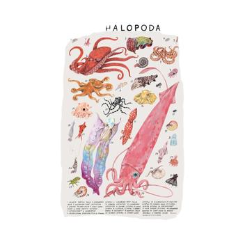 Arte Abstrata Marinha com Medusa, Baleia, Lula e Peixes - Lona para ...