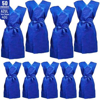 Avental Descartável Sem Manga Azul 40 Gramas 50 Unidades - Cirúrgica ...