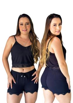Baby Doll Conjunto Feminino Canelado Com Renda - ANA JULIA MODA INTIMA ...