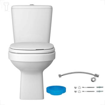 Bacia sanitaria deca fast com caixa acoplada branco gelo kp.760.17 + kit instalacao + assento fl ...