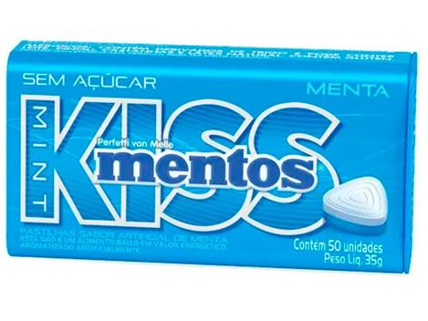 Bala Mentos Pastilhas Kiss Mint Menta sem Açúcar 35g Lata com 50 ...