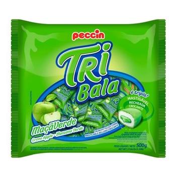 Bala Recheada Peccin TriBala Sabor Maça Verde Saco 500g - Balas ...