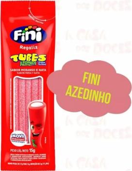 Bala Tubes Azedinho Morango Com 12 Unidades 15 G - Caixa Fini Vermelho ...