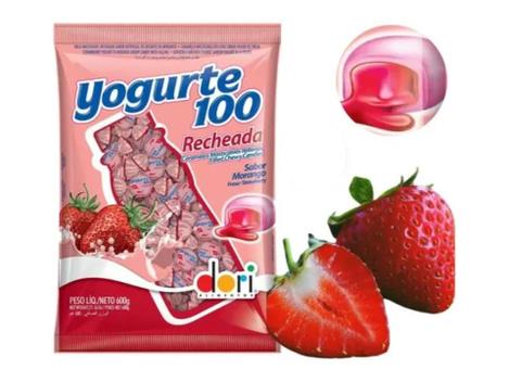 Bala Yogurte 100 Recheada Morango 600g - Balas - Magazine Luiza