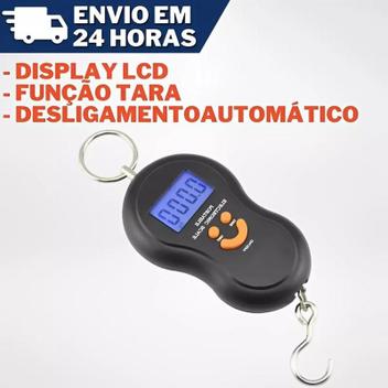 Balança Portátil Digital De Mão 10g Até 50kg Pesar Bolsa Sacola Feira ...