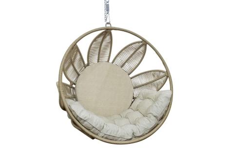 Balanço suspenso Girassol em corda náutica, alumínio e estofado ...