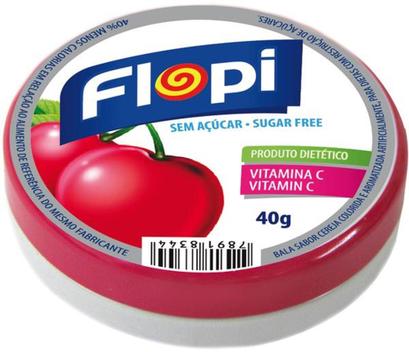 Balas Diet Flopi sem açúcar Cereja - Lata 40gr - Florestal - Balas ...