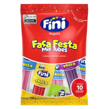 Balas Fini Tubes Festa Mix 10 Pacotinhos 15G Cada Total 150G - Jaya ...