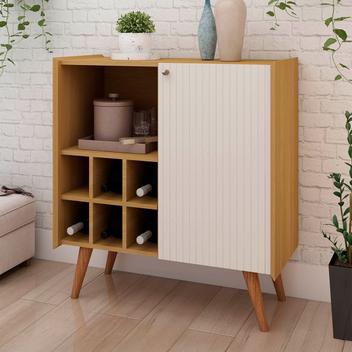 Balcão Buffet Adega 1 Porta Cinamomo/Off White - Genialflex - Gabinete ...