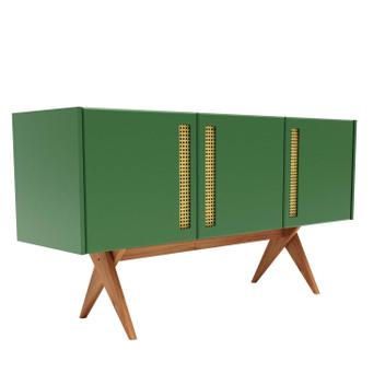 Balcão Buffet Aparador Lenny 139 Cm 3 Portas Laca com Madeirado ...