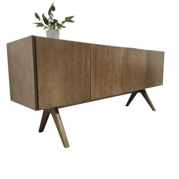 Balcão Buffet Aparador Lenny 184 Cm 4 Portas Laminado Pés em Madeira ...