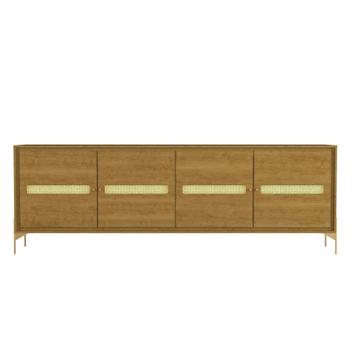 Balcão Buffet Paraty 220 Cm Laminado Madeira Pés Metal e Palhinha ...