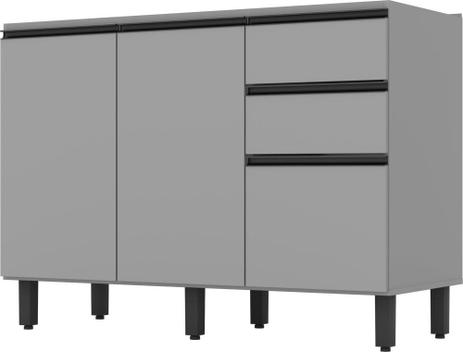 Balcão Pia 02 Portas 03 Gavetas 1200mm Belize Cinza - Henn - Gabinete ...