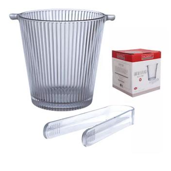 Balde De Gelo Em Vidro Graffiato Com Pegador 880ml - ETILUX - Balde de ...