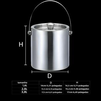 Balde De Gelo Isolado Em Aço Inoxidável 1,6L 2L 3L Para Vinho, Cerveja ...
