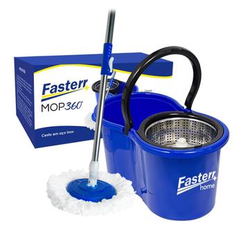 Balde Mop Esfregao Giratório 360 8L Centrifuga Inox Fasterr - Mop ...