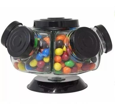 Baleiro Giratório Mini 5 Potes Bombonier cor Preta - Tereza - Mini ...