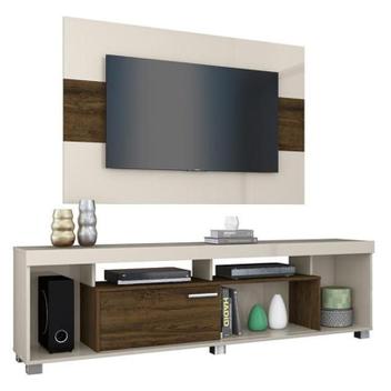Bancada com Painel Tomaz Para Tv 65 Polegadas Off White / Savana ...