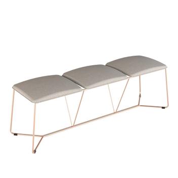 Banco 3 Lugares de Metal Iron com Assento Estofado - Elitto Design ...