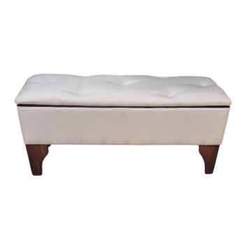 Banco de baú Rimar Furniture Ecru Linen Button com armazenamento ...