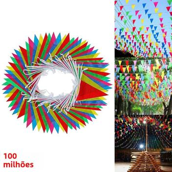Bandeiras Triangulares Multicoloridas (100m) - Festa, Casamento e ...