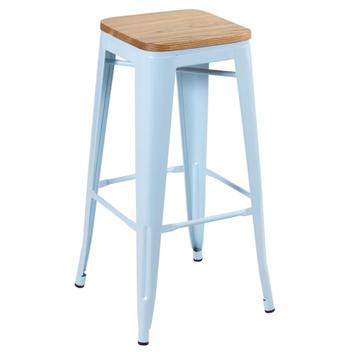 Banqueta alta Iron Tolix com assento de madeira rústica clara - 76 cm - Loft7 - Móveis de ...