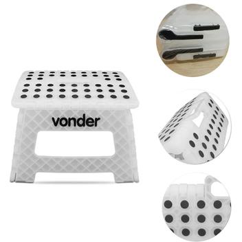 Banquinho Dobrável Multiuso Plástico Adulto Alça 150kg Vonder Branco ...