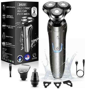 Barbeador Elétrico Recarregável e à Prova D'Água para Homens - Lâminas ...