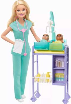 Barbie Profissões Médica Pediatra Loira Com Berçário 2 Bebês - Mattel ...