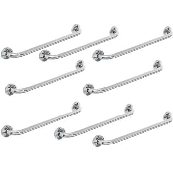 Barra Alça Apoio 50cm Aço Inox Kit 8 Uni Anti Queda Idoso Gestante ...