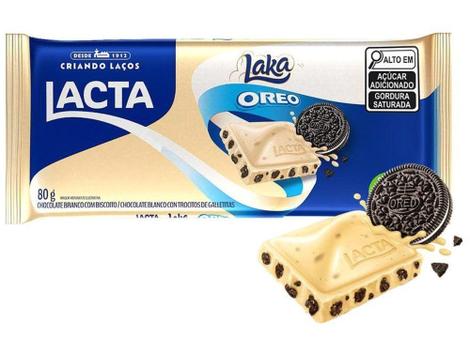 Barra de Chocolate Laka Oreo Branco com Biscoito Oreo 80g - Lacta - Chocolate / Barra de ...