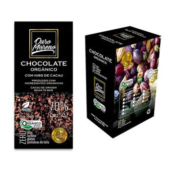 Barra de Chocolate Orgânico 70% com Nibs de Cacau 80g - Caixa com 10 ...
