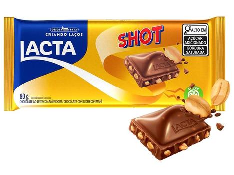 Barra de Chocolate Shot ao Leite com Amendoim 80g - Chocolate / Barra ...