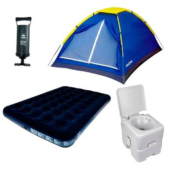 Barraca 3 Pessoas Iglu + Colchão Inflável Casal + Bomba de Ar 30cm ...