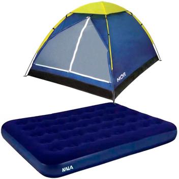 Barraca Camping até 4 Pessoas Porta Dupla com Colchão Inflável Casal ...