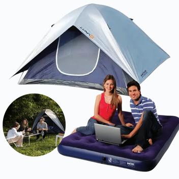 Barraca Camping impermeável Mor Anti-Inseto + Colchão Casal Inflável ...