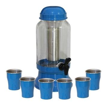 Barrica Suqueira 3,2 Lt Com Copos E Porta Gelo Completa Azul Pigmentado ...
