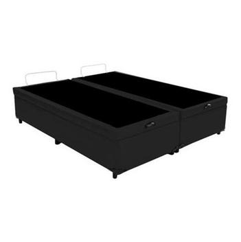 Base Box Baú Casal Bipartido Suede Preto - 138x188x35 - 7BOX - Base ...