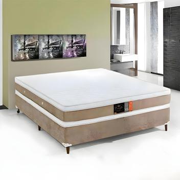 Base Box e Colchao Casal Ouroflex Molas Ensacadas 1,88 X 1,38 X 0,72 Branco / Bege - PORTAL FLEX ...